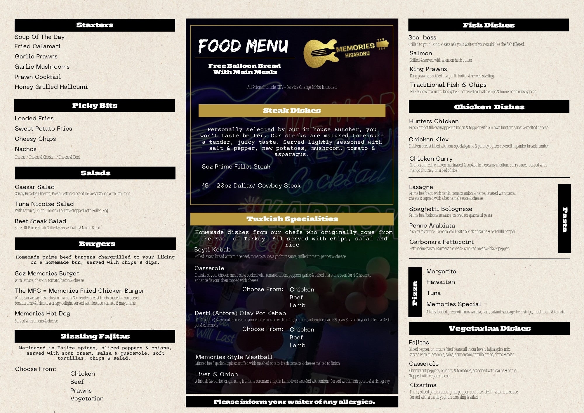 Main Meals – Memories Hisaronu